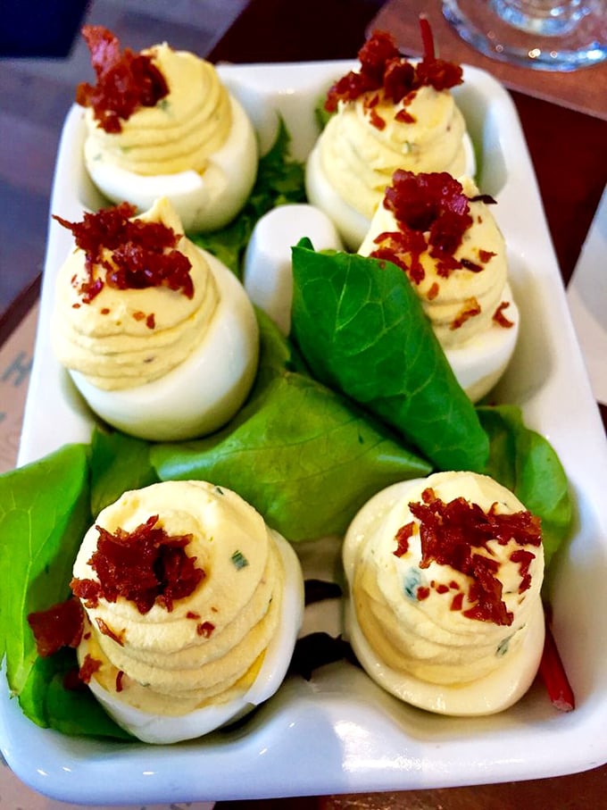 These deviled eggs topped with crispy bacon bits aren't your grandmother's recipe—unless your grandmother was secretly a culinary genius.