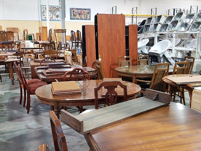 Dining tables that have witnessed countless family dinners, holiday arguments, and homework sessions—ready for your memories next.