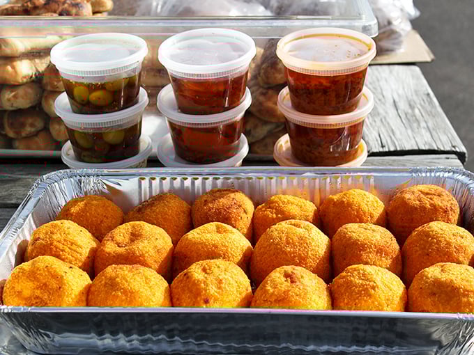 Golden arancini balls and homemade pickles – the kind of market food that makes you wonder why you ever eat anywhere with laminated menus.