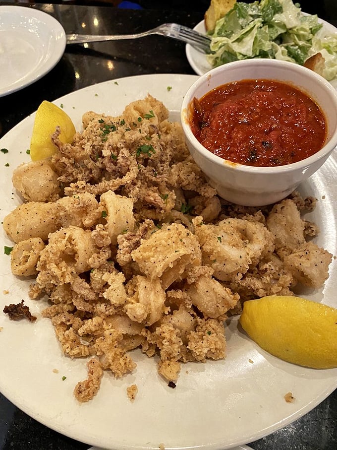 Fried calamari that actually tastes like the ocean, not the fryer—crispy, tender, and begging to be dunked.