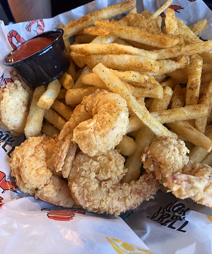 Crispy on the outside, tender within—these fried shrimp and seasoned fries are the comfort food you didn't know Oklahoma needed.