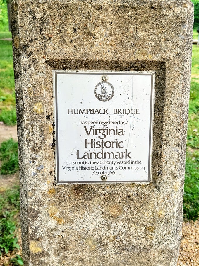 Not just any landmark—a Virginia Historic one. This little plaque is essentially the bridge's diploma, earned after 160+ years of not falling down.