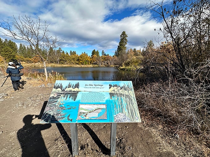 The park's interpretive signs reveal the rich history of Ja-She Springs, where water and culture have intertwined for thousands of years.