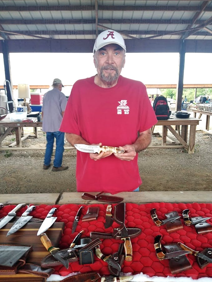 Not your average cutlery drawer! This vendor's handcrafted knives combine practicality with artistry—tools that would make any chef or outdoorsman swoon.