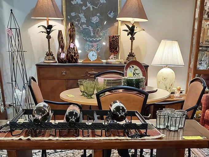 Not just furniture but time travel—this mid-century dining set staged so perfectly it's practically auditioning for a Mad Men revival.