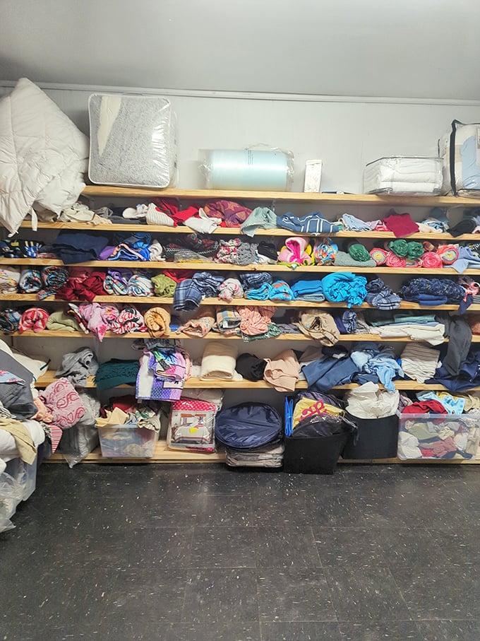 Linens stacked with military precision – Marie Kondo would either have a nervous breakdown or declare this her promised land.