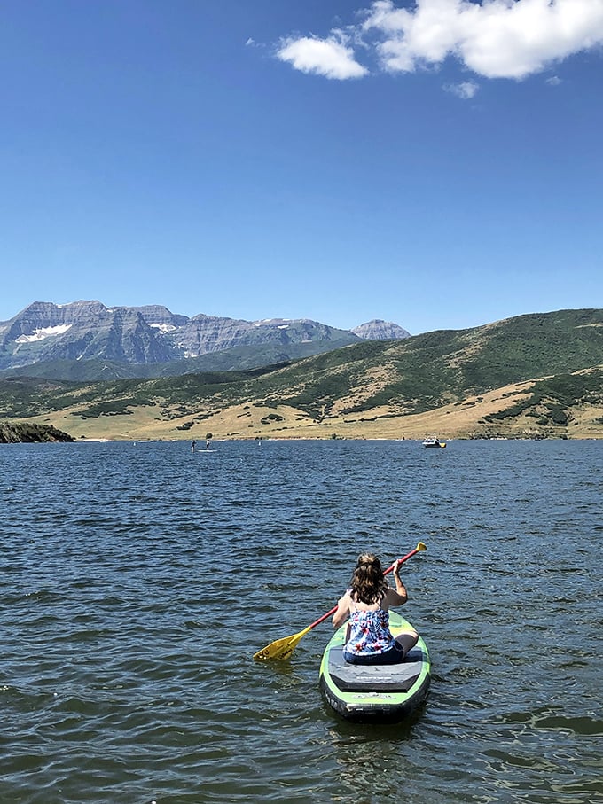 Paddleboarding paradise with a backdrop that makes even beginners look like they know what they're doing.