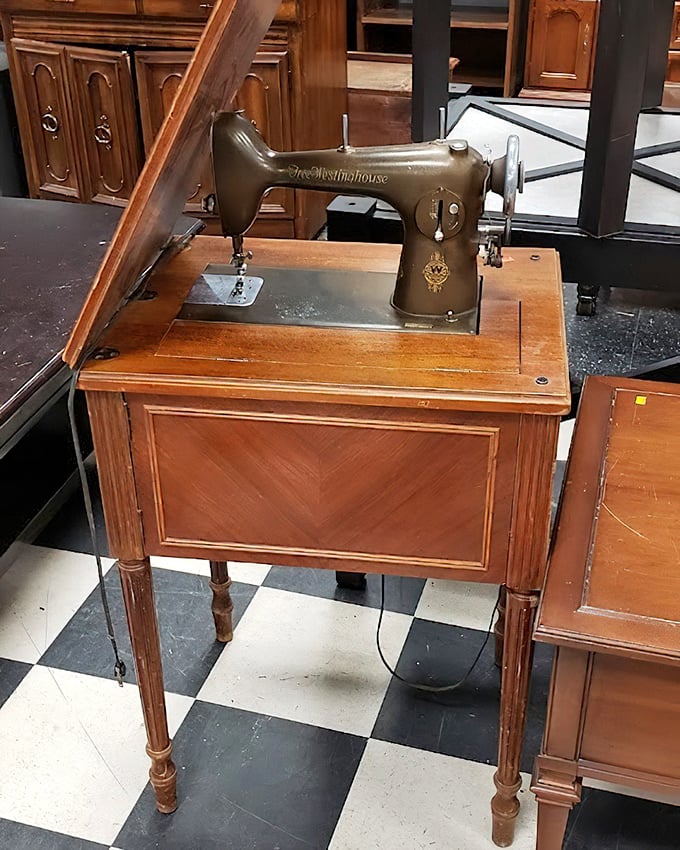 This vintage Westinghouse sewing machine isn't just furniture—it's a time machine to when things were built to last generations, not just warranty periods.