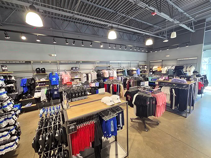 Sportswear paradise: where athletic aspirations meet fashion reality. The clean, organized displays make finding your perfect workout ensemble surprisingly painless.