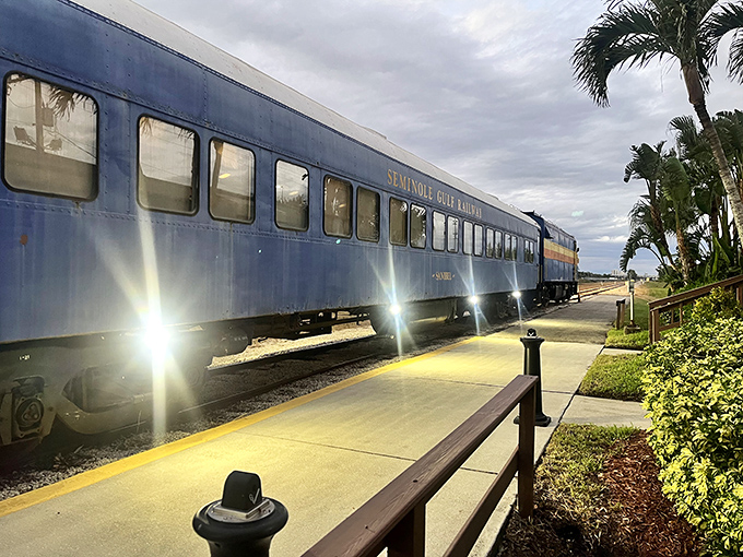 Waiting to board feels like stepping into a vintage postcard—the kind your grandparents might have sent from their Florida vacation.