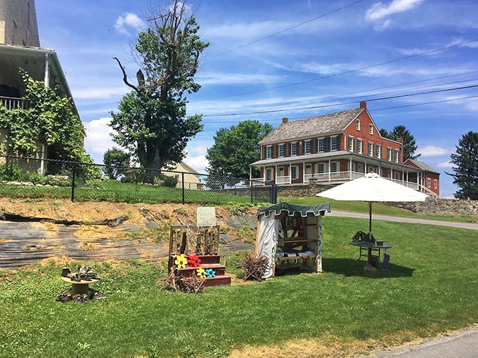 A roadside display that puts your neighborhood yard sale to shame. No credit cards, no barcode scanners—just handcrafted items with stories built right in.