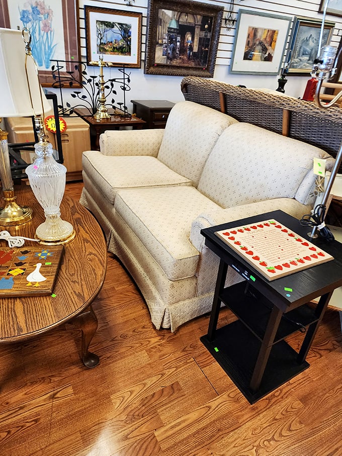 This cream-colored loveseat isn't just seating—it's a blank canvas for your living room's next chapter.