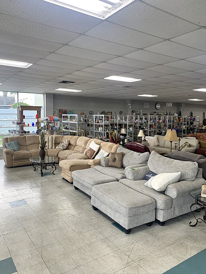 The sofa section: where you can test-drive your next nap headquarters without the new furniture markup.