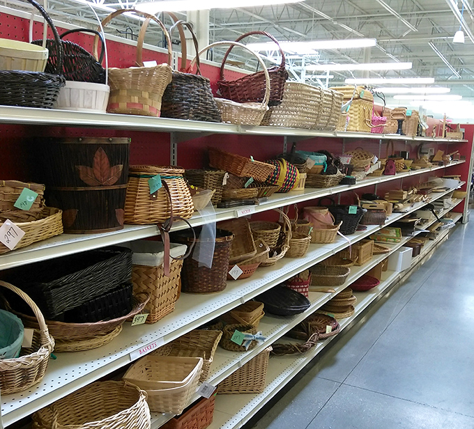 Basket paradise! From picnic companions to bohemian home decor, these woven wonders wait patiently for their second act in someone's story.