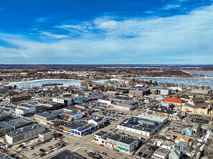 Alexandria's downtown stretches beneath blue skies, inviting explorers to discover what makes this lake town special.