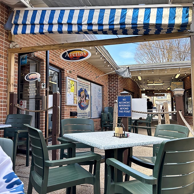 Beach town elegance meets deli excellence - those blue stripes promise seaside sandwiches worth the coastal journey.