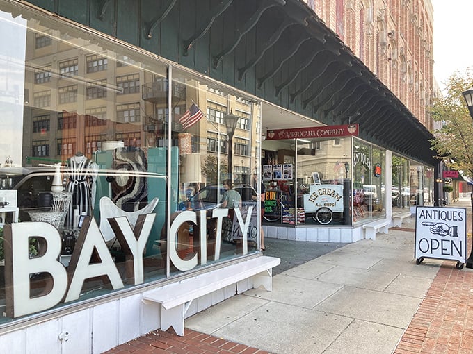 Bay Antique Center: "That teal facade isn't playing hard to get—it's practically winking at you to come inside and stay awhile."
