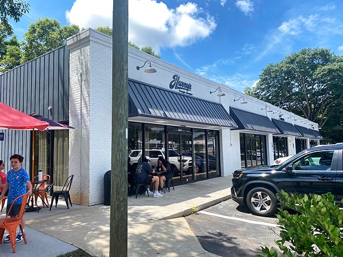 Harry's crisp white building with navy accents looks as fresh and appealing as the hoagies inside.