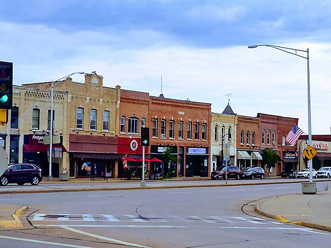 Marshfield's brick buildings stand proud like sentinels guarding decades of community memories and traditions.