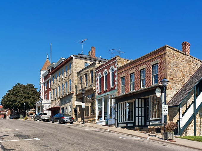 Mineral Point's historic downtown looks like a film set for a period drama, but these limestone buildings are the real deal.