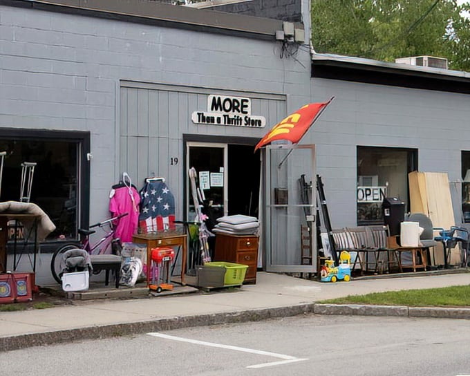 "More Than A Thrift Store" isn't just clever marketing – it's a promise this packed storefront delivers daily.