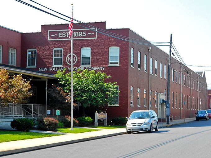The New Holland Machine Company building stands as a reminder that good tools make good food—and they've been at it since 1895.
