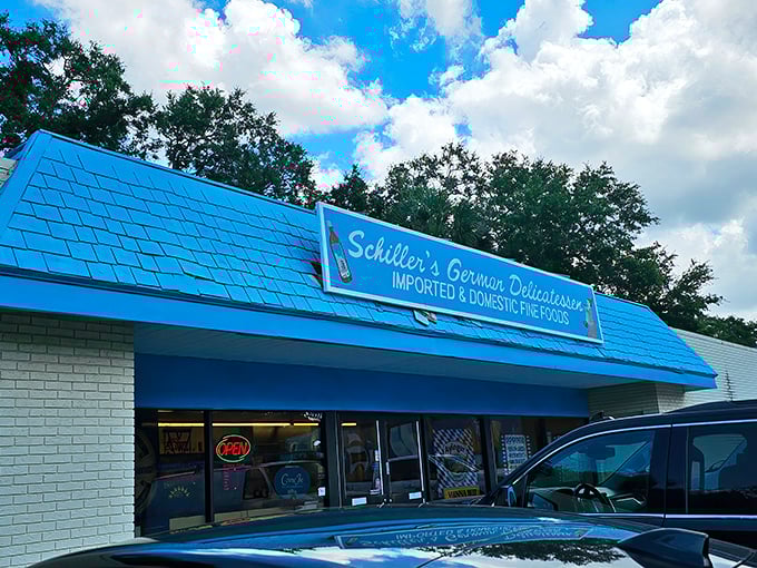 Blue roof alert! It's like finding a Bavarian cottage that serves New York's finest sandwiches.
