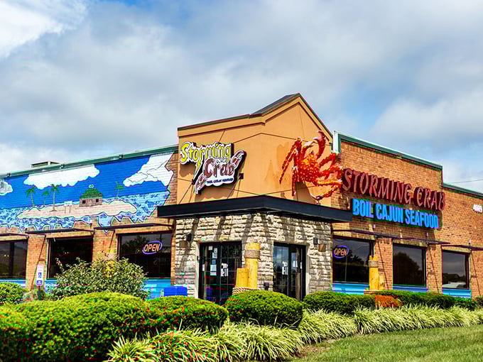 Storming Crab's vibrant exterior and giant crab sign announce its mission: bringing gloriously messy seafood boils to Lexington.