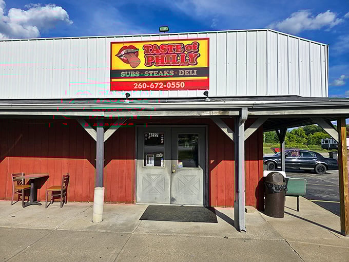 No frills, just thrills! Taste of Philly's humble red barn exterior might not win beauty contests, but the authentic cheesesteaks inside have won countless hearts across Indiana.