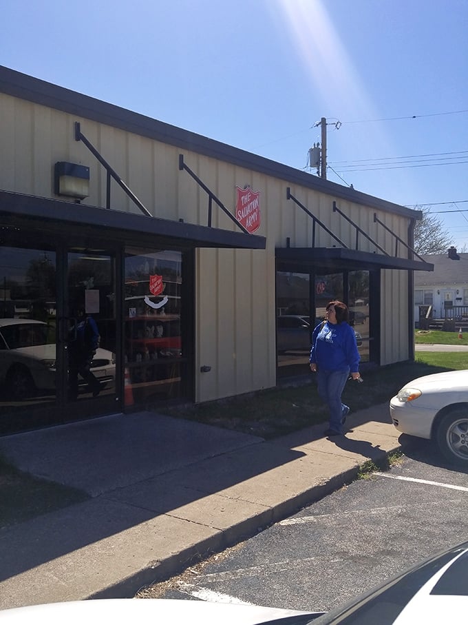 The Salvation Army's simple storefront: where one person's castoffs become another's perfect find. Thrifting magic awaits!
