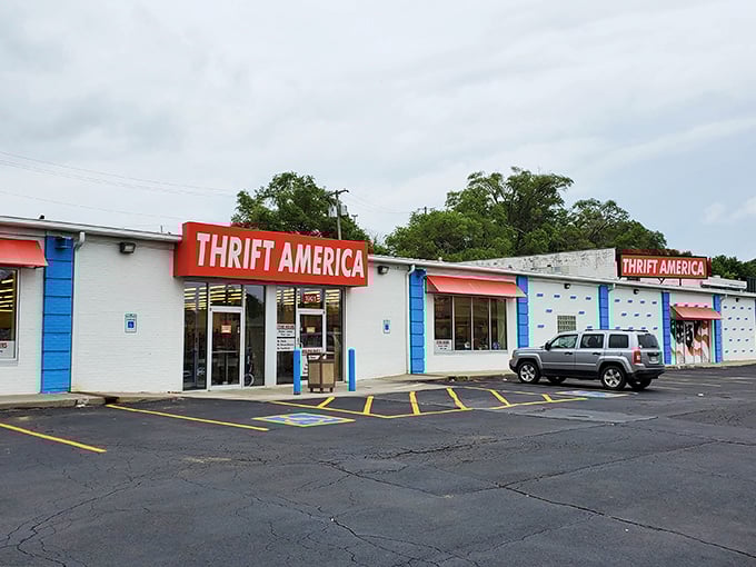 Thrift America's patriotic colors wave hello to savvy shoppers seeking red, white, and blue deals.