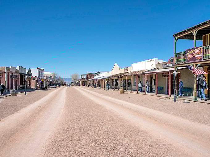 Tombstone's wooden boardwalks and historic facades make you feel like you've stepped into a Western movie. Wyatt Earp would feel right at home.