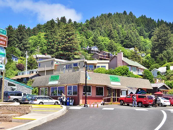 The coastal highway cuts through this tiny town where forest meets sea. Even a quick drive-through will have you planning your move here.