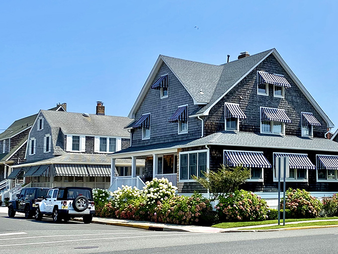 Charming coastal homes line up like old friends, each one holding secrets of seaside summers past.