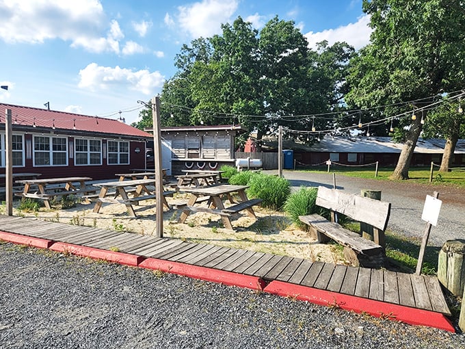 Picnic tables and smoke clouds – it's like summer camp for adults who appreciate good meat. 