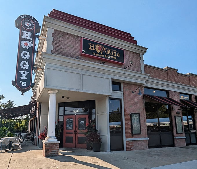 That vintage brick and modern signage combo suggests tradition meeting innovation - always a winning recipe.