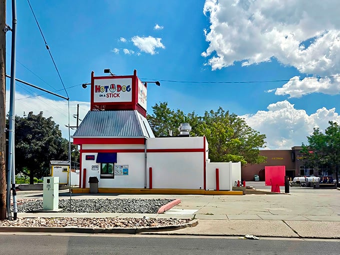 Hot Dog on a Stick's iconic signage is like a beacon for corn dog lovers everywhere.