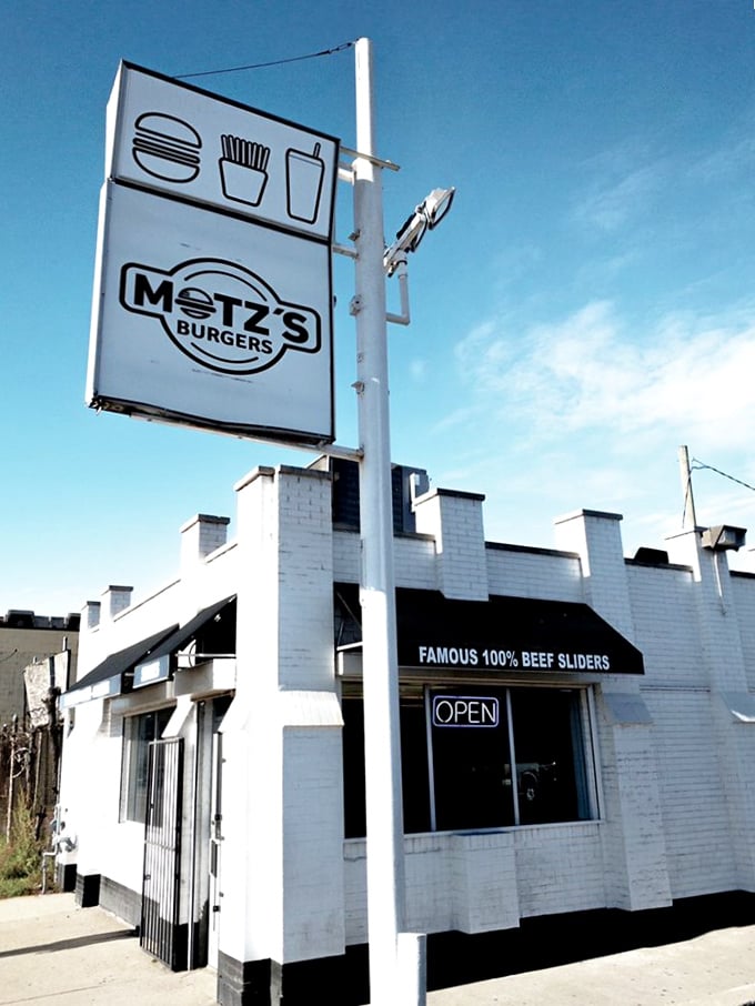 This white palace of flavor stands ready to serve Detroit's most beloved bite-sized burger treasures daily.