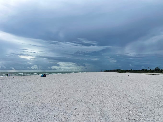 Dramatic storm clouds gather over Inlet Beach's powdery white sands, where even on cloudy days, you'll have plenty of space to yourself.