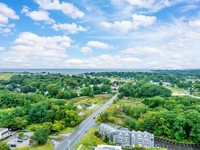 Old Saybrook from above reveals a perfect blend of blue waters and green landscapes. Mother Nature showing off again!