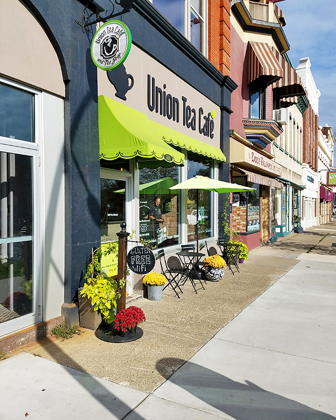 Olean's Union Tea Café exemplifies the town's blend of charm and affordability, with outdoor seating perfect for people-watching.