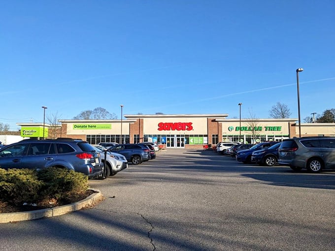 Morning light bathes this Savers location, where the parking lot will soon fill with eager bargain hunters seeking weekend treasures.