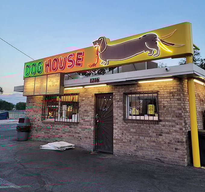 Simple brick exterior, legendary breakfast inside—The Dog House proves you should never judge a burrito by its building.