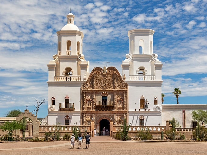 Tucson’s Mission San Xavier del Bac stands as a timeless desert landmark, where history, faith, and artistry meet beneath the Arizona sun.