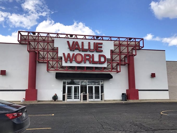 The impressive entrance sets the stage for what lies within—a department store's worth of secondhand treasures at prices that'll make you smile.