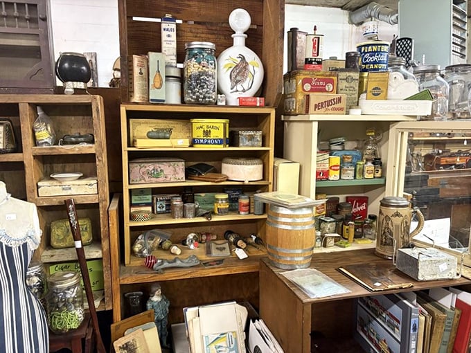 Vintage packaging that transports you to grandma's pantry. These aren't just antiques—they're time machines in tin and cardboard form.