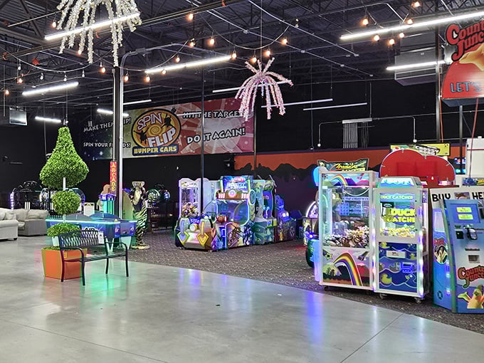 An arcade nestled inside a general store? It's like they read my childhood diary and built it – complete with flashing lights and games.