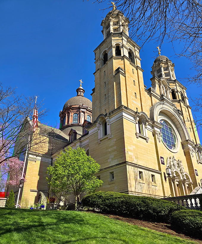 The Basilica of St. Mary stands as Marietta's architectural showstopper—even confirmed atheists might feel a spiritual twinge gazing at those magnificent towers.