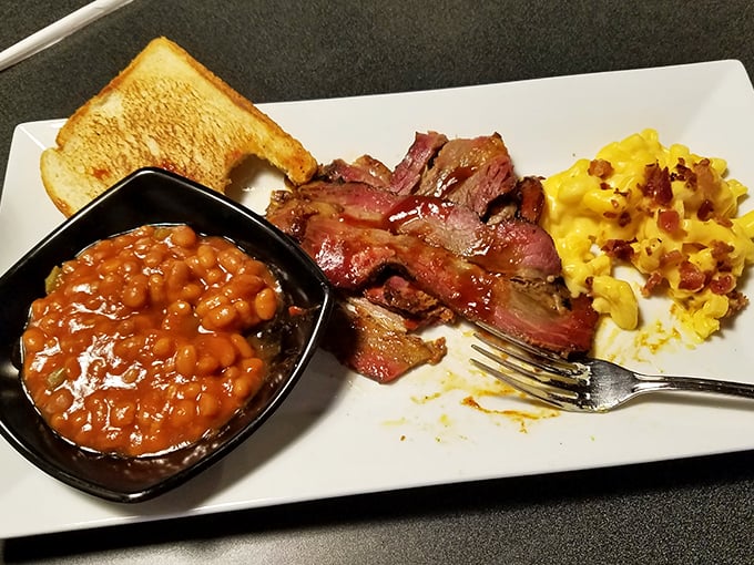 Breakfast done right means bacon, eggs, beans, and toast working together like a well-rehearsed morning symphony.