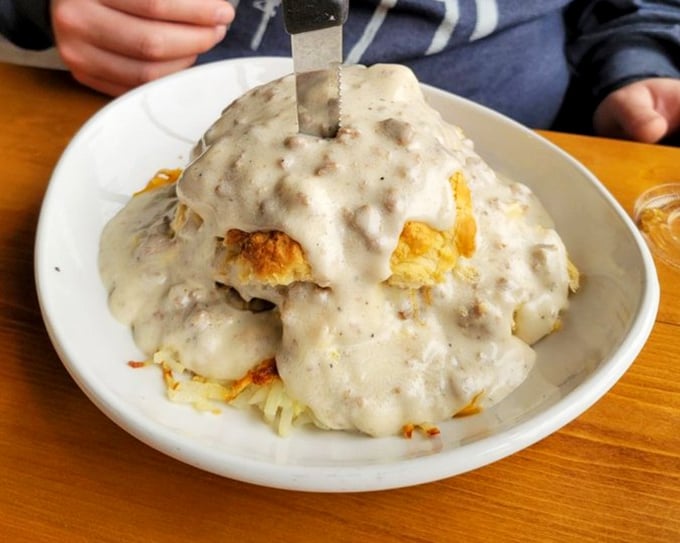 Biscuits and gravy: the breakfast equivalent of a warm hug from your favorite aunt—comforting, indulgent, and worth every single calorie.
